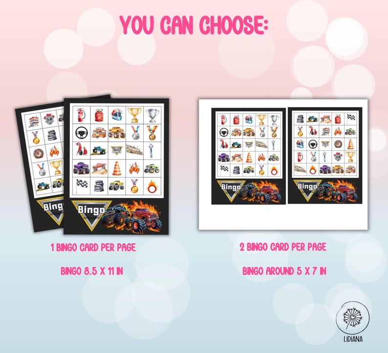 Printable Truck Birthday Party Bingo Game for Boy Birthday Party ...