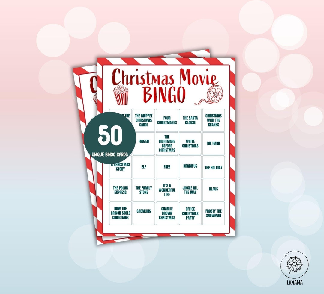 Christmas Movie Bingo Game: 50 Printable Cards (digital Download) - Etsy