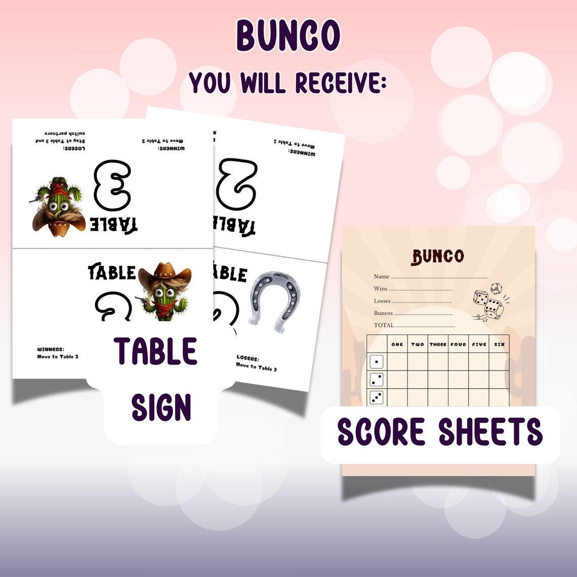 Cowgirl Bunco Game Kit: Western Scorecards, Tally Sheets (digital ...