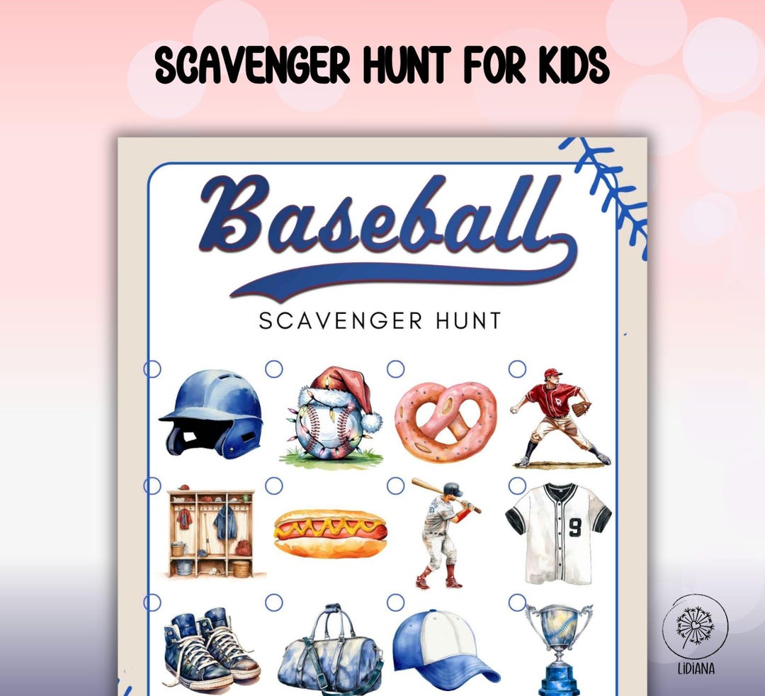 Baseball Scavenger Hunt: Little League Team Party Game (printable ...