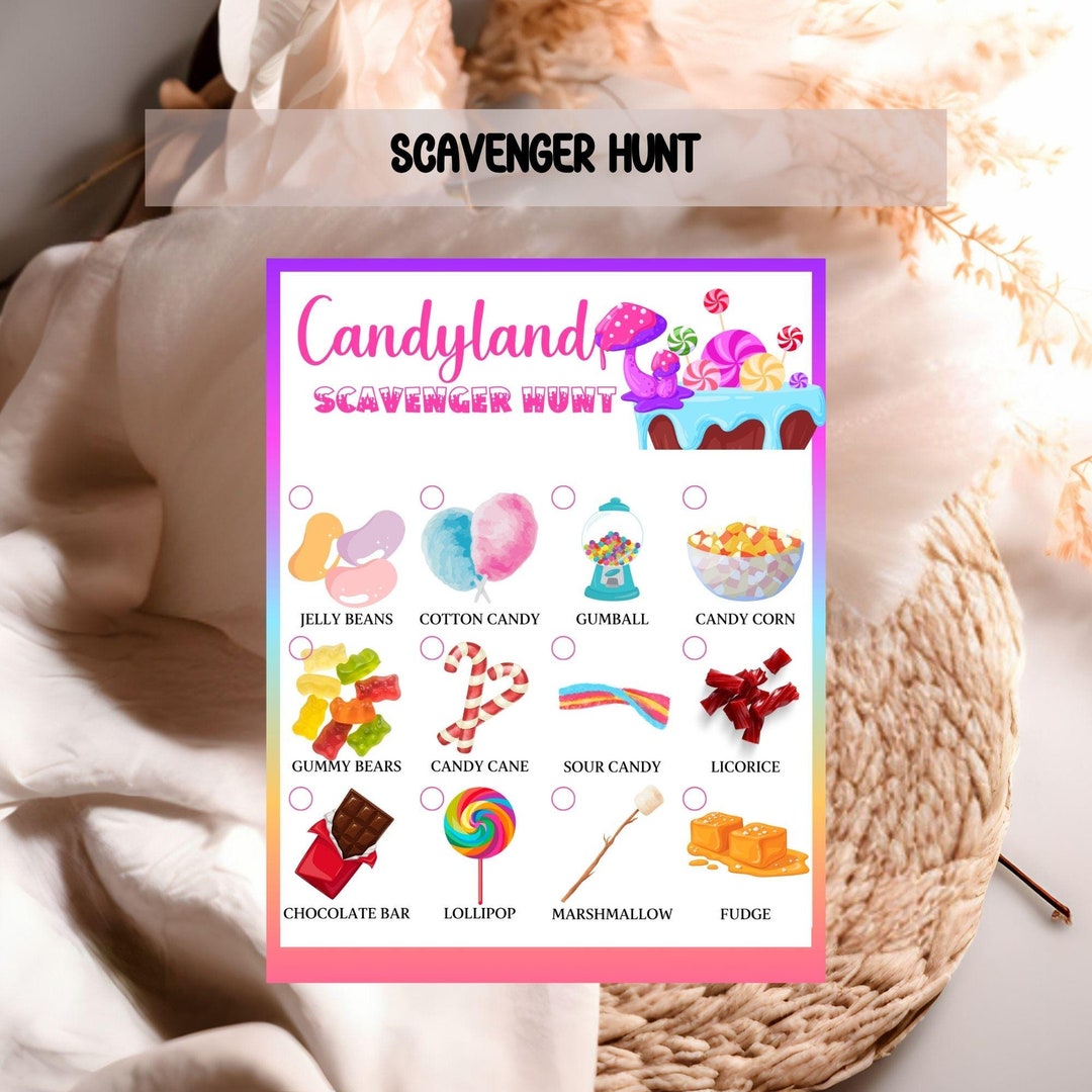 Candyland Scavenger Hunt - Kids Sweets & Treats Game Printable ...