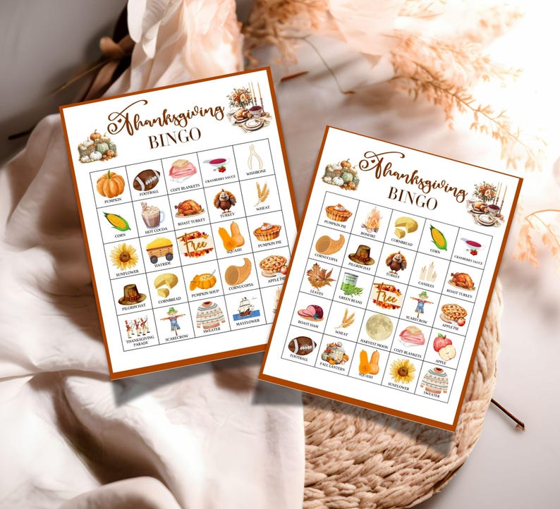 Thanksgiving Bingo Game: 50 Printable Cards (digital Download) - Etsy