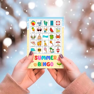 SUMMER Bingo Printable Game, Beach Party Game - 50 Bingo Cards for ...
