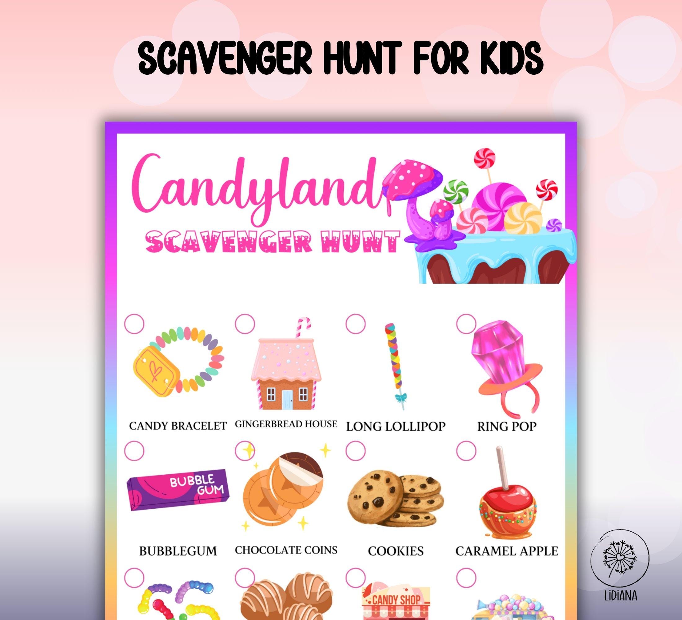 Candy Land Scavenger Hunt: Kids Printable Party Game (digital Download ...