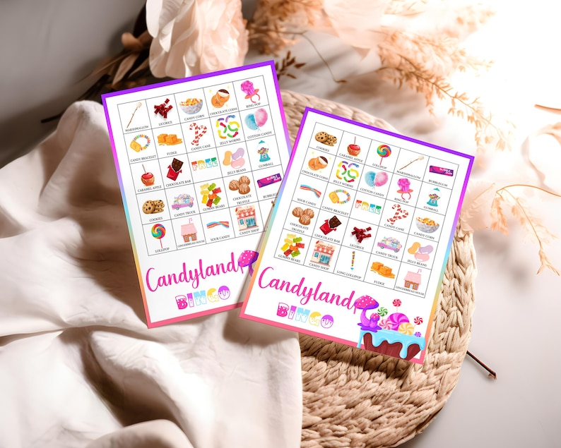 Candyland Bingo, 50 Sweets & Treats Bingo Cards, Sleepover Game, Baking ...