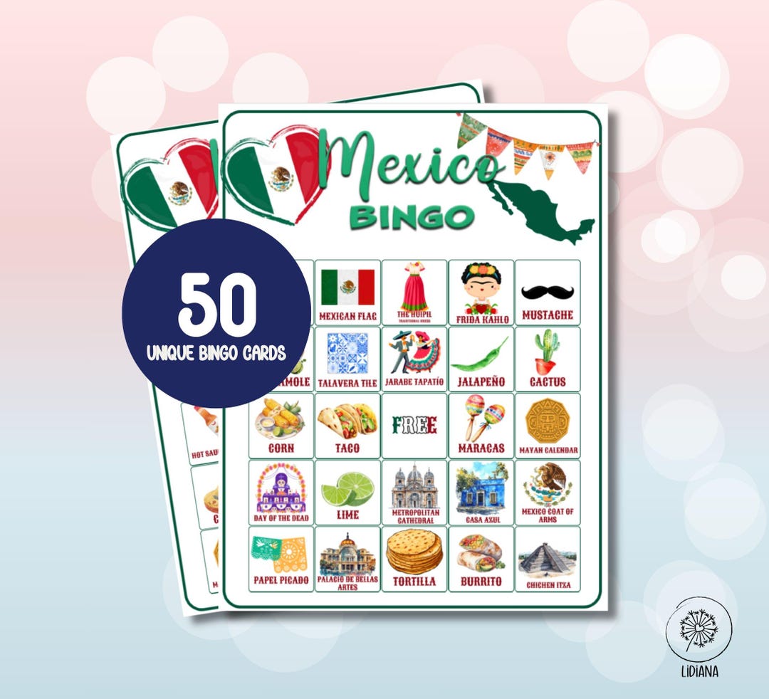 Mexico Bingo Games – Fun Summer Vacation Activity for Kids & Adults ...