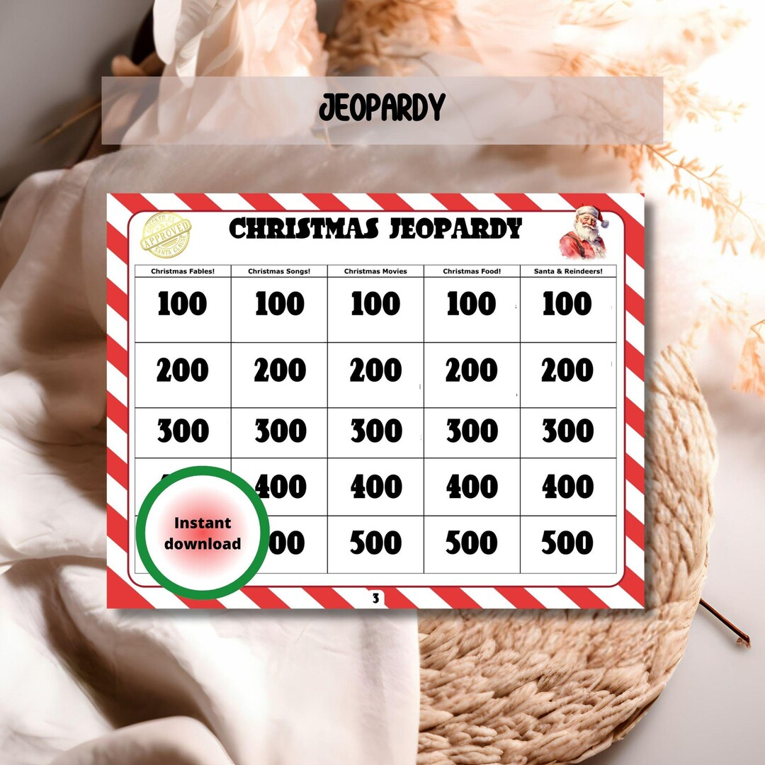 Christmas Jeopardy Game! Printable Jeopardy Game for Holiday Family ...