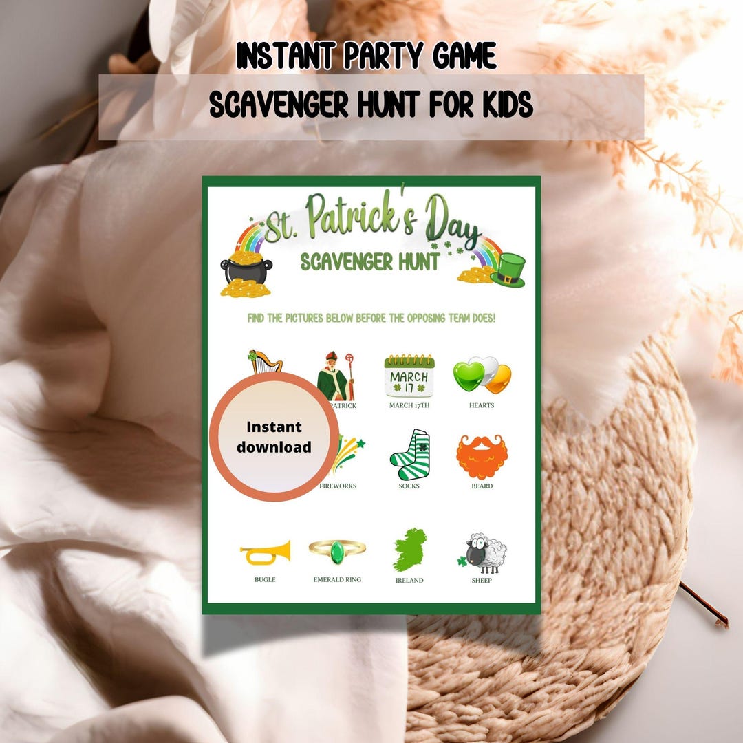 St. Patrick's Day Scavenger Hunt for Kids, St. Paddy's Scavenger Hunt ...