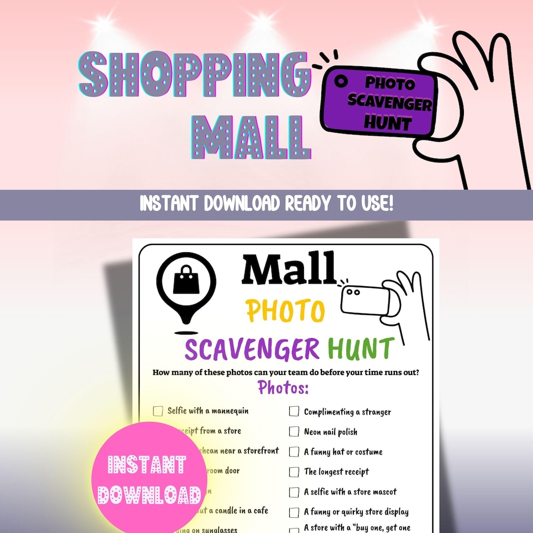 Shopping Mall Photo Scavenger Hunt: Teen Party Game (instant Download ...