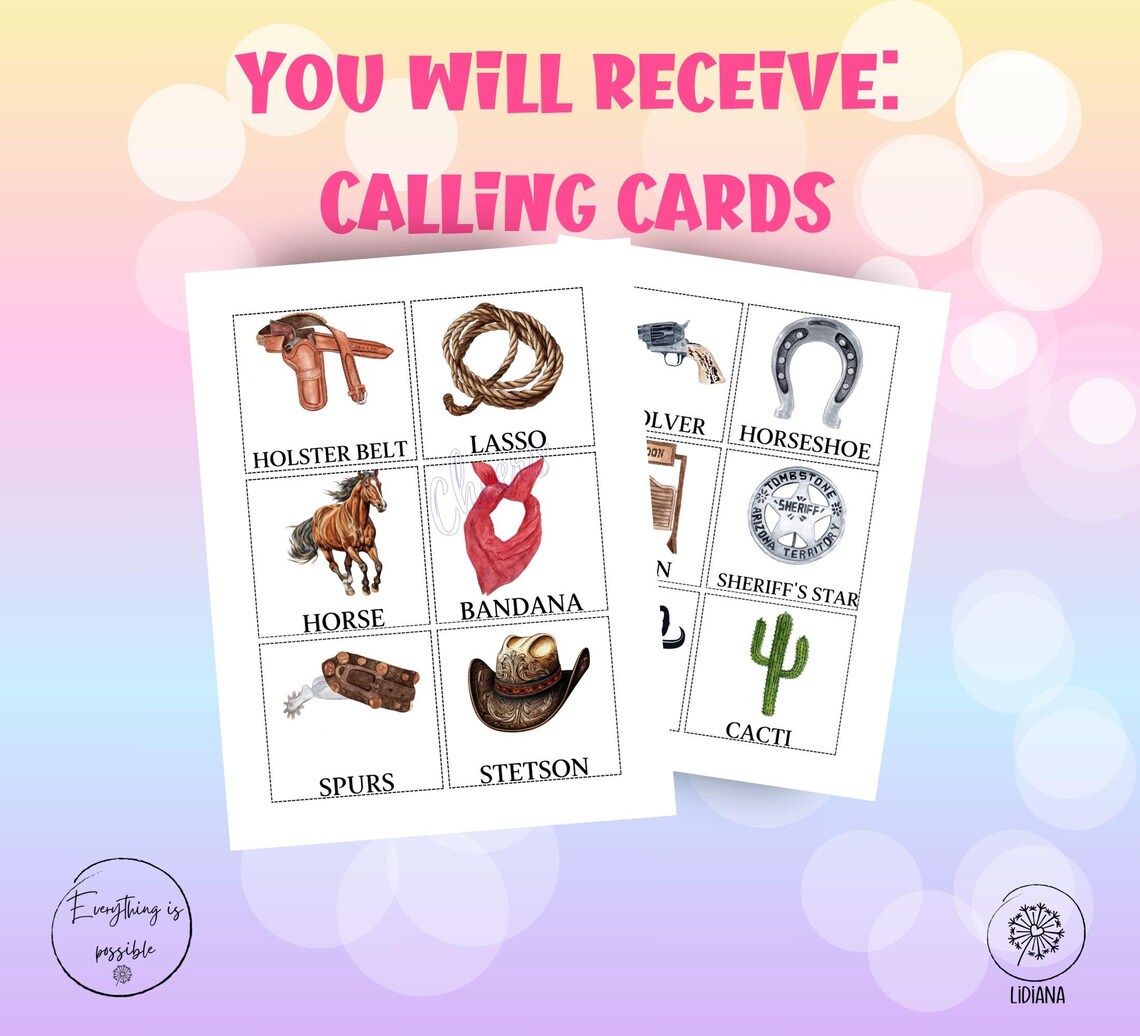 Cowboy Bingo Game: 50 Western Rodeo Cards (digital Download) - Etsy