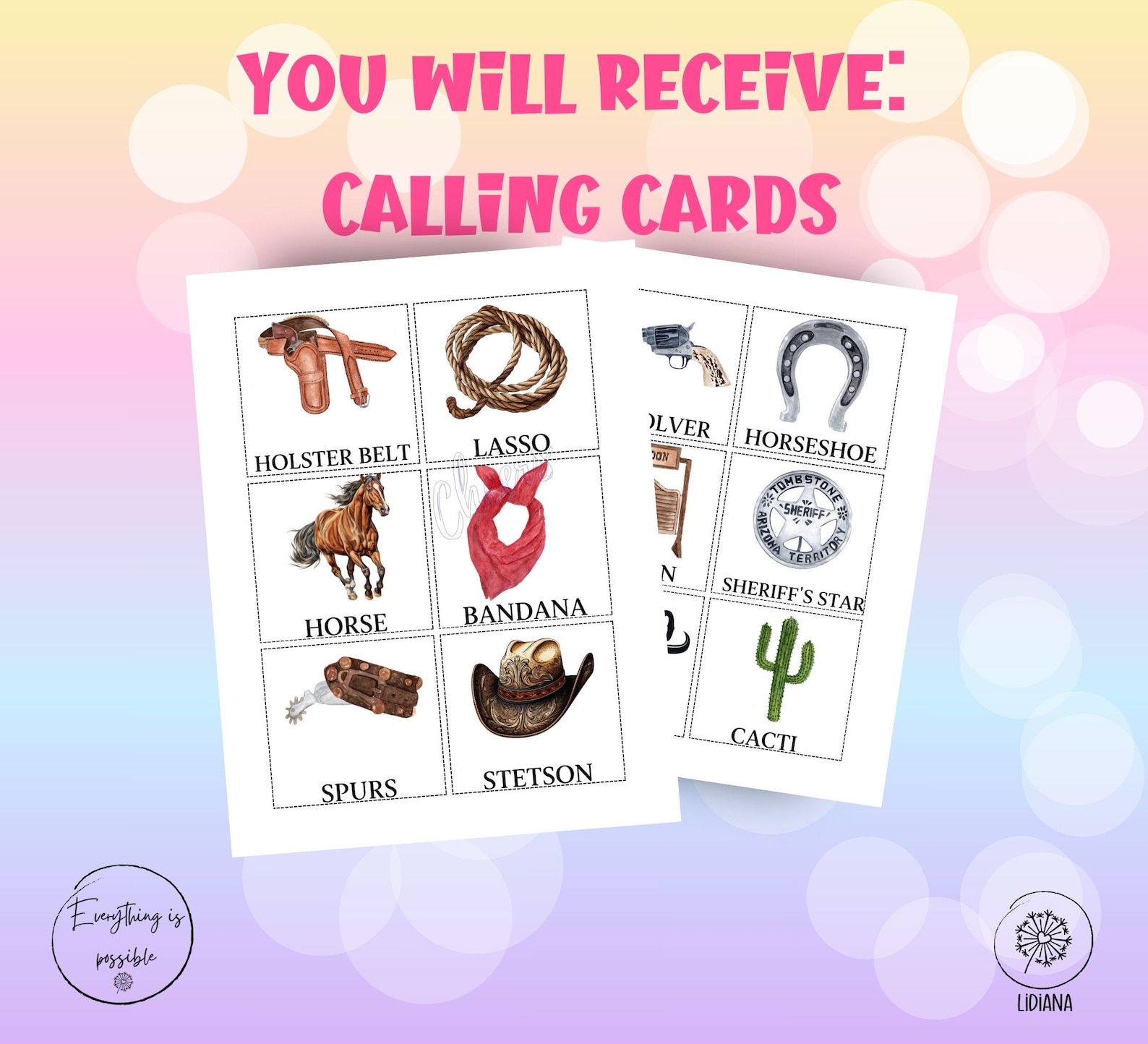 Cowboy Bingo Game: 50 Western Rodeo Cards (digital Download) - Etsy