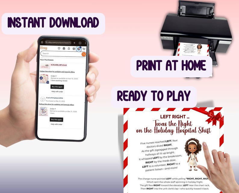 Holiday Hospital Shift Left Right Game – Printable Pass-the-gift Story ...