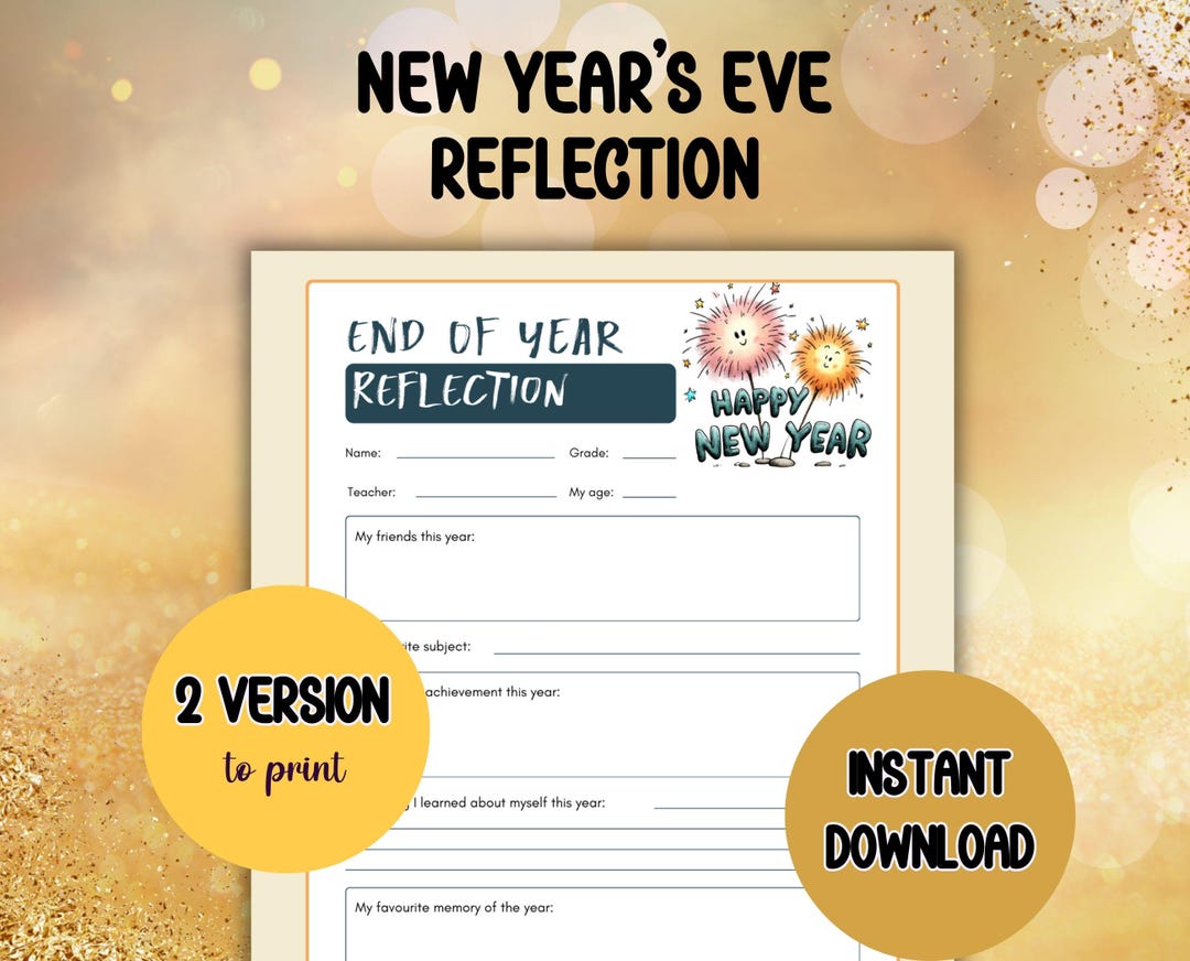 New Year’s Resolutions Printable – Year Reflection Activity. US Letter ...