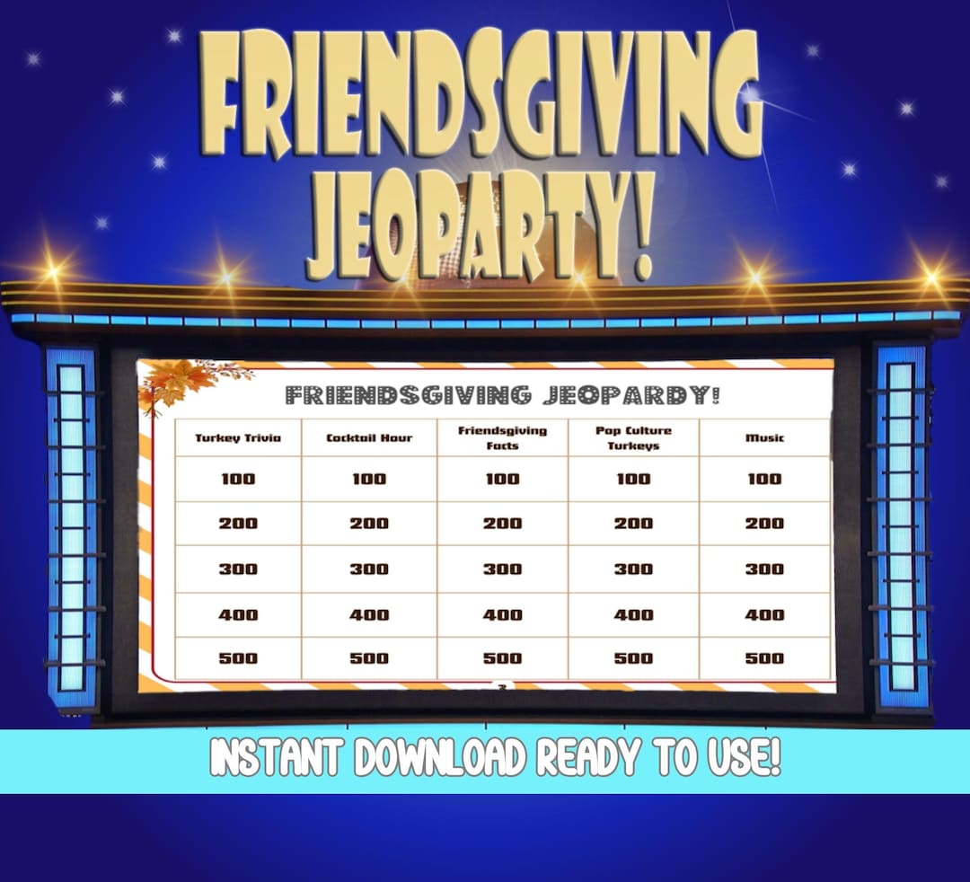 Friendsgiving Trivia Game – Printable Jeopardy for Thanksgiving Office ...