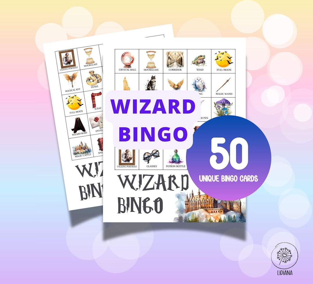 Wizard Bingo Game: Magic School Birthday, Halloween Party (digital ...
