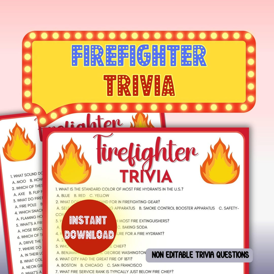 Firefighting Trivia Game | Fireman Birthday Party Game | Printable ...