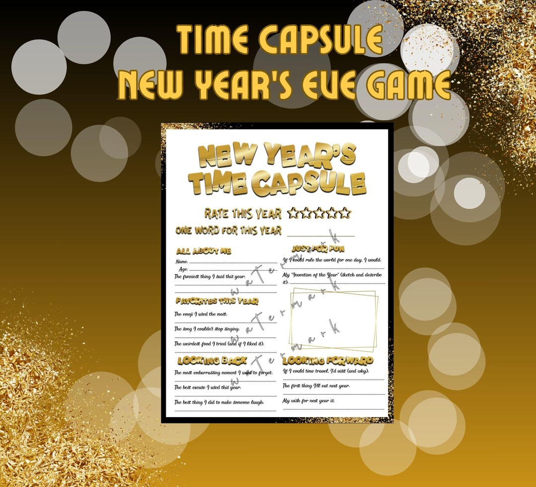 New Years Eve Kids Game, Time Capsule Questionnaire Printable, NYE ...