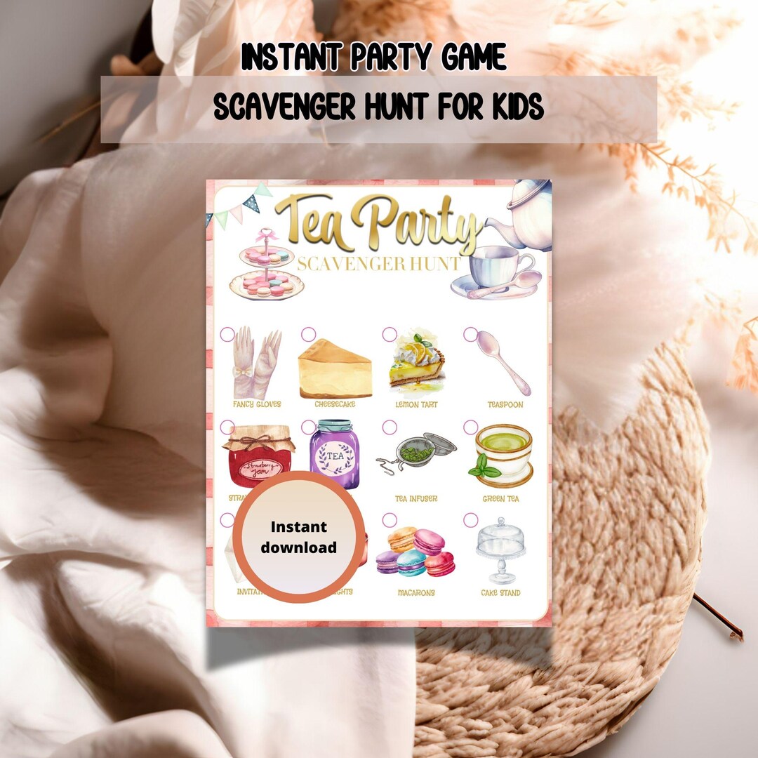 Tea Party Scavenger Hunt Game: Printable Kids Activity (digital ...