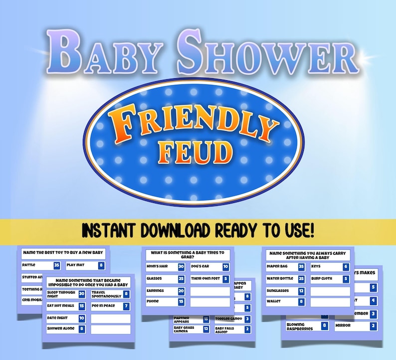 Blue Baby Shower Family Feud Game: Fun Printable Party (digital ...