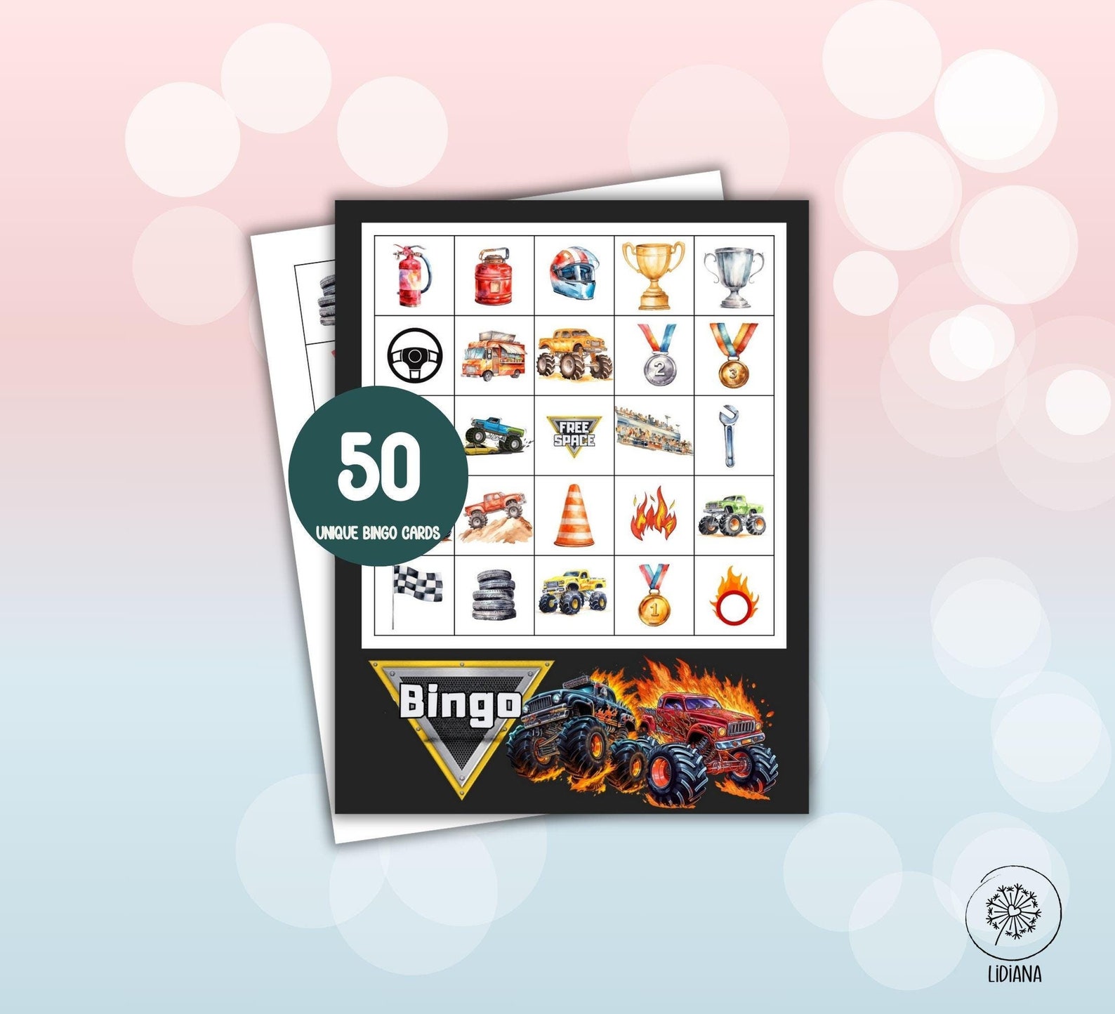 Printable Truck Birthday Party Bingo Game for Boy Birthday Party ...