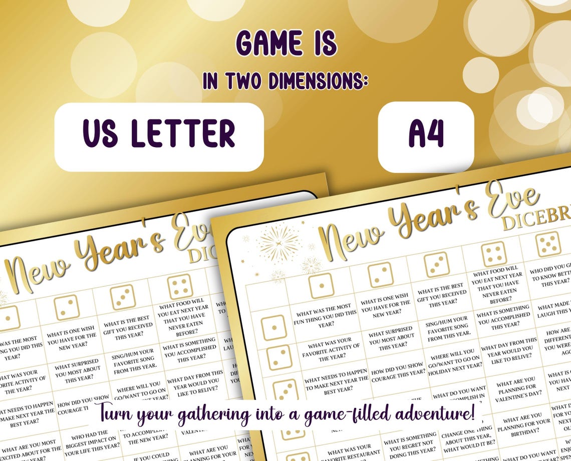 New Year's Eve Dicebreaker Game: Printable Party Icebreaker (digital ...