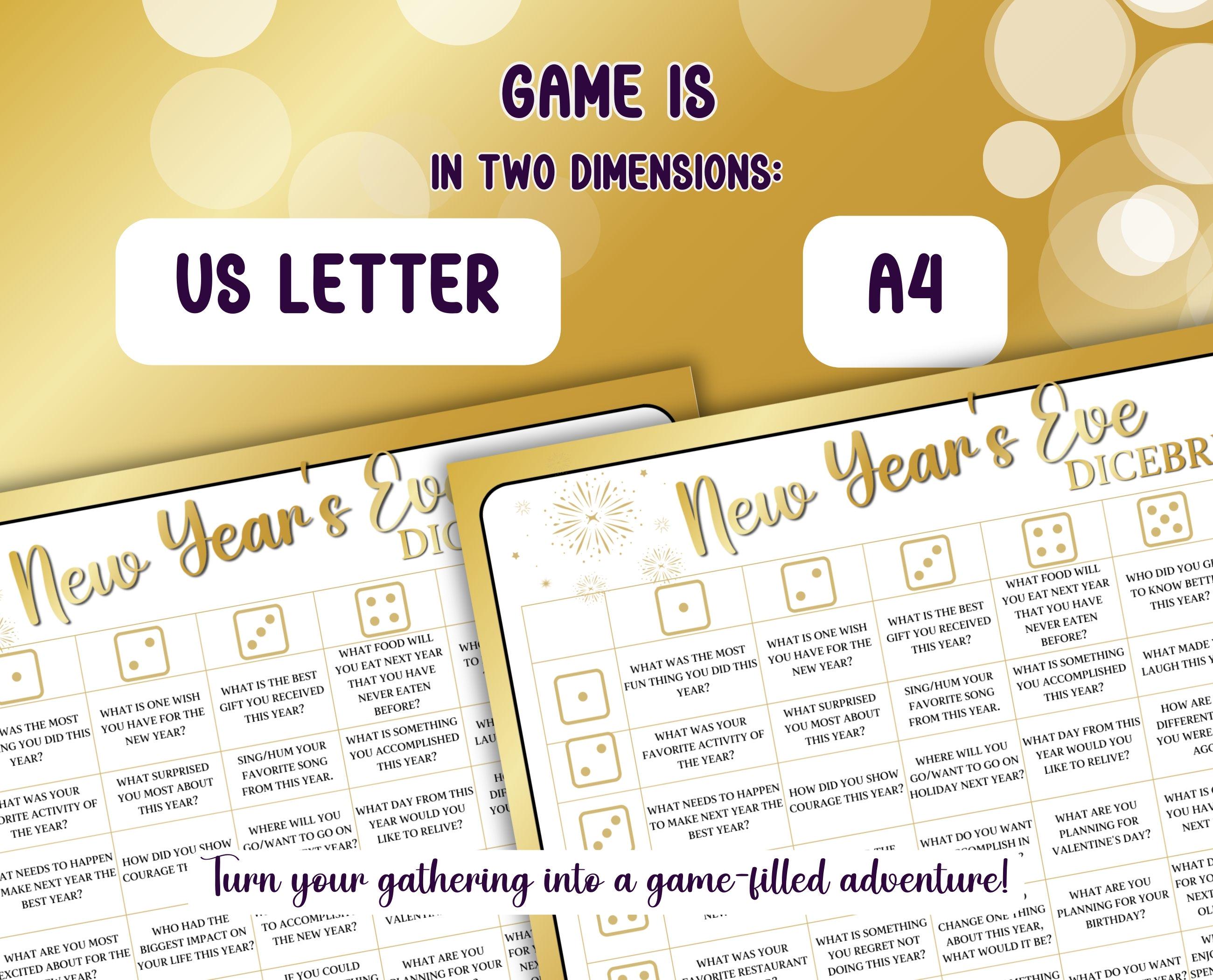 New Year's Eve Dicebreaker Game: Printable Party Icebreaker (digital ...