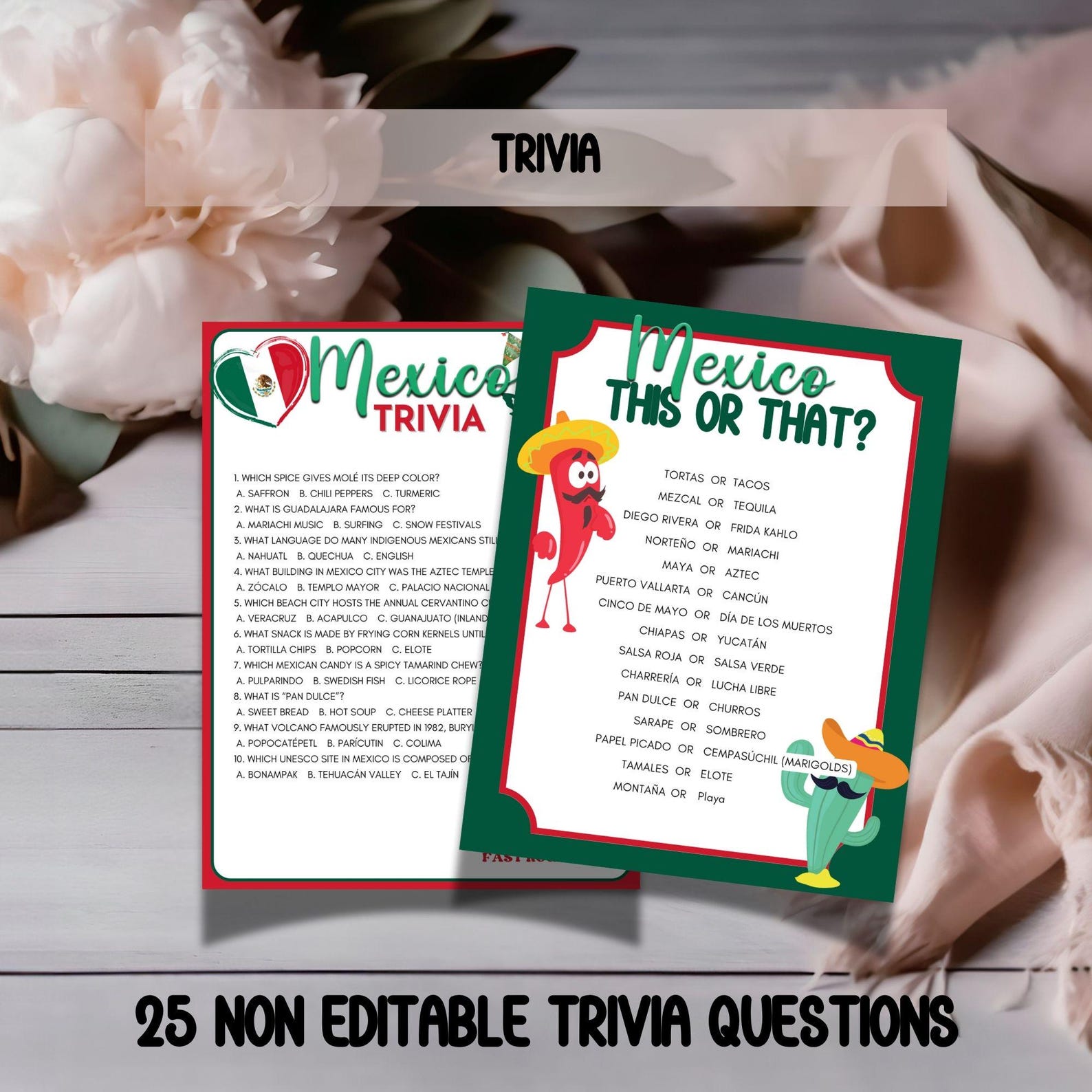 Mexico Trivia Game: Fiesta Party Activity for Cinco De Mayo (printable ...