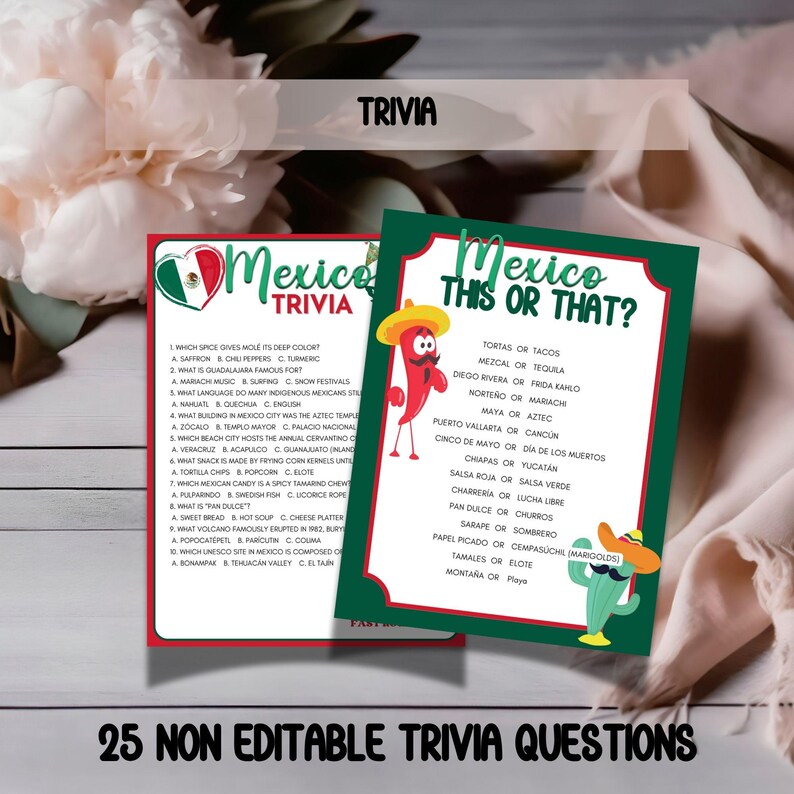 Mexico Trivia Game: Fiesta Party Activity for Cinco De Mayo (printable ...