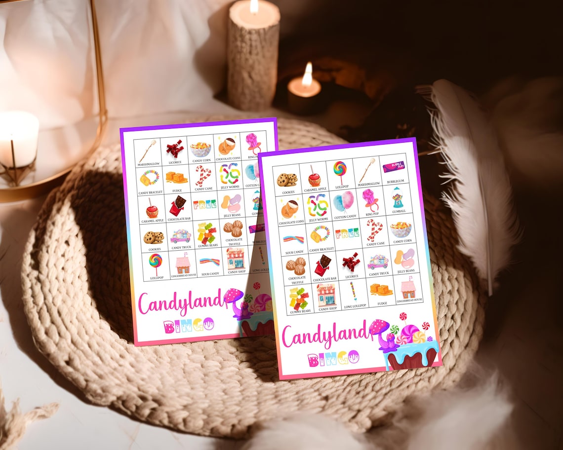 Candyland Bingo, 50 Sweets & Treats Bingo Cards, Sleepover Game, Baking ...