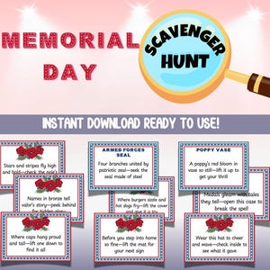 Editable Memorial Day Scavenger Hunt. Adult & Kids Versions Included ...
