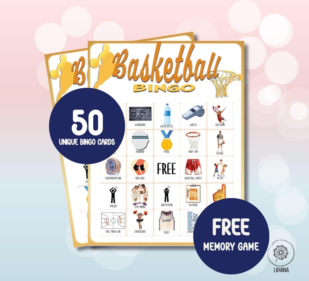 Basketball Bingo Game: 50 Unique Printable Cards (digital Download) - Etsy