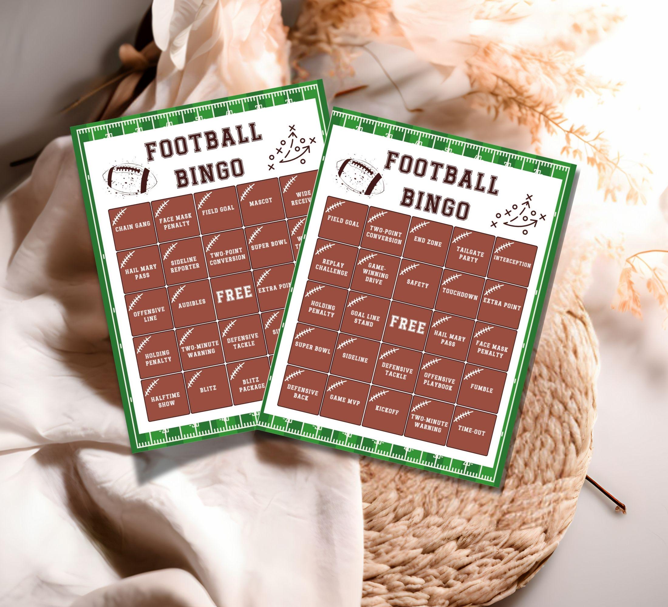 Superbowl Bingo Game: 50 Printable Football Cards (digital Download) - Etsy