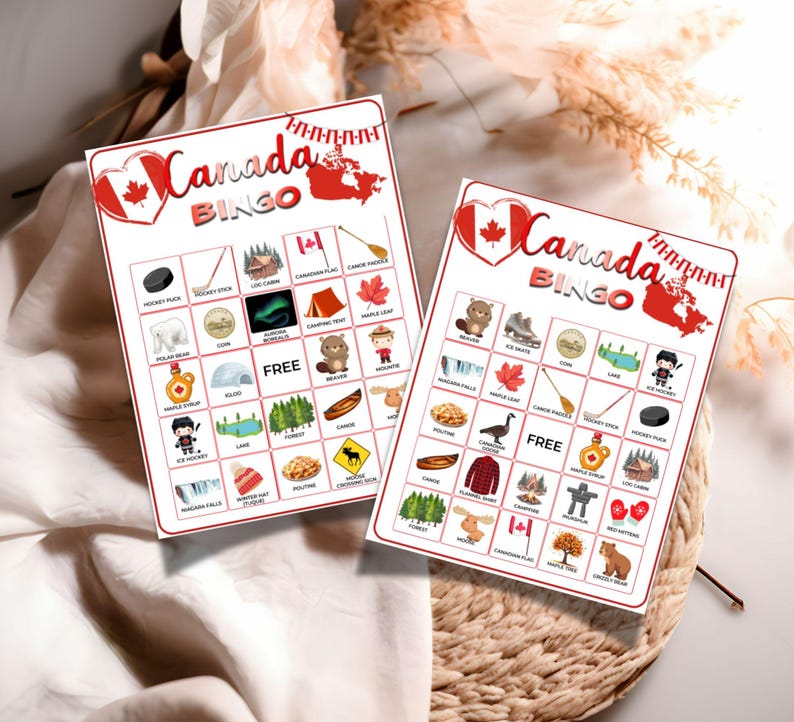Canada Bingo Game: Printable Canadian Landmarks & Animals (digital ...