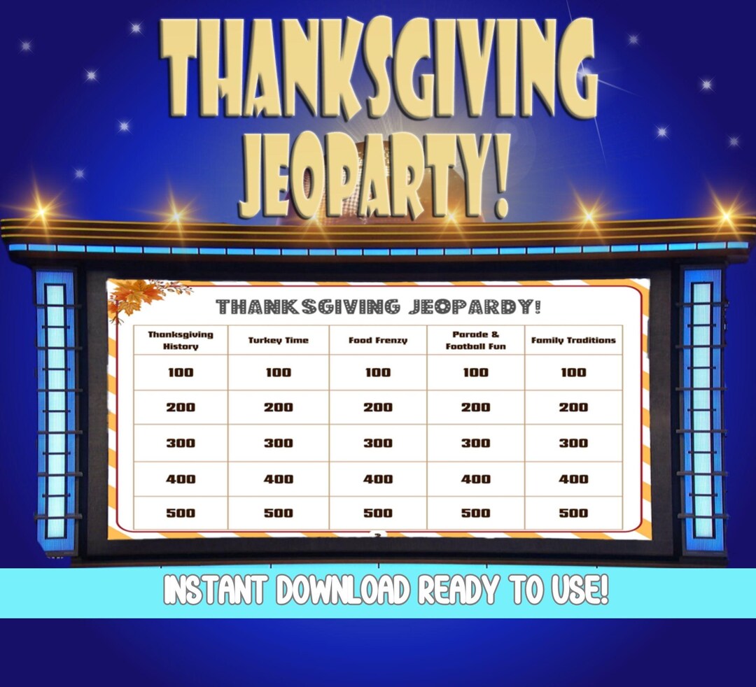 Thanksgiving Jeopardy Game: Family Holiday Trivia (PDF Download) - Etsy