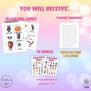Halloween Bingo Game: 50 Unique Cards for Spooky Movie Night (digital ...