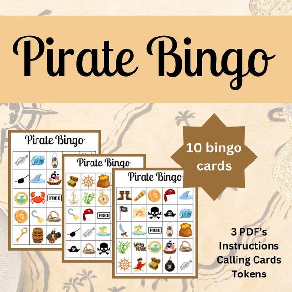 Pirate Bingo Printable Download to Print at Home 10 Player Cards, 32 ...