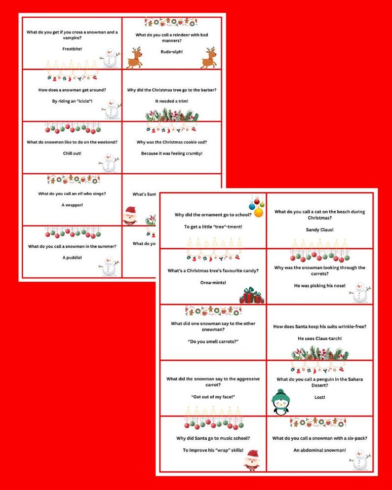 20 Christmas Cracker Jokes Printable, Instant Download A4 & US Letter ...