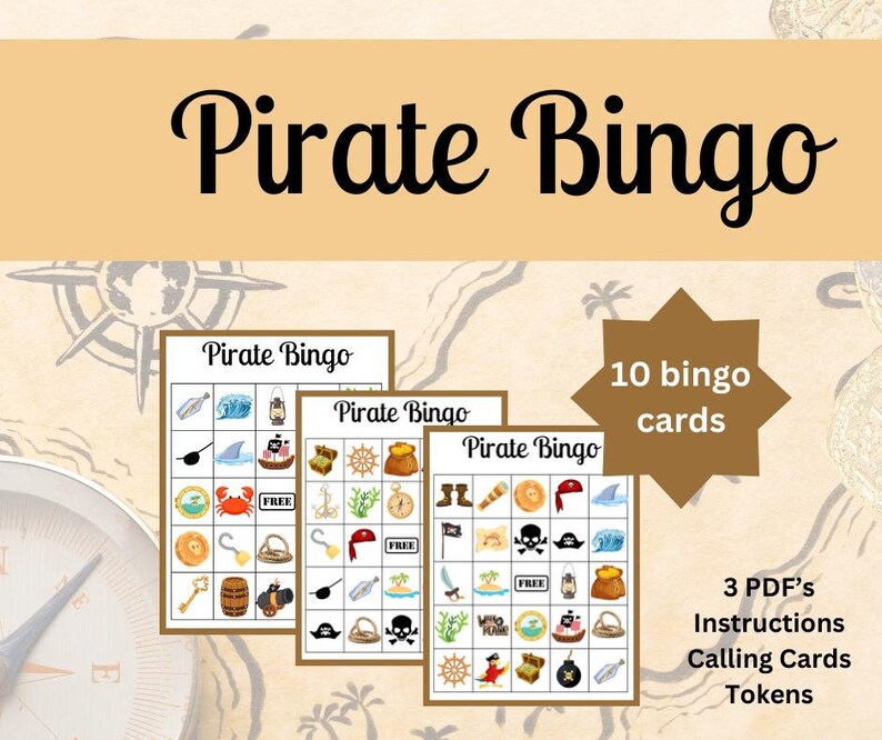 Pirate Bingo Printable Download to Print at Home 10 Player Cards, 32 ...