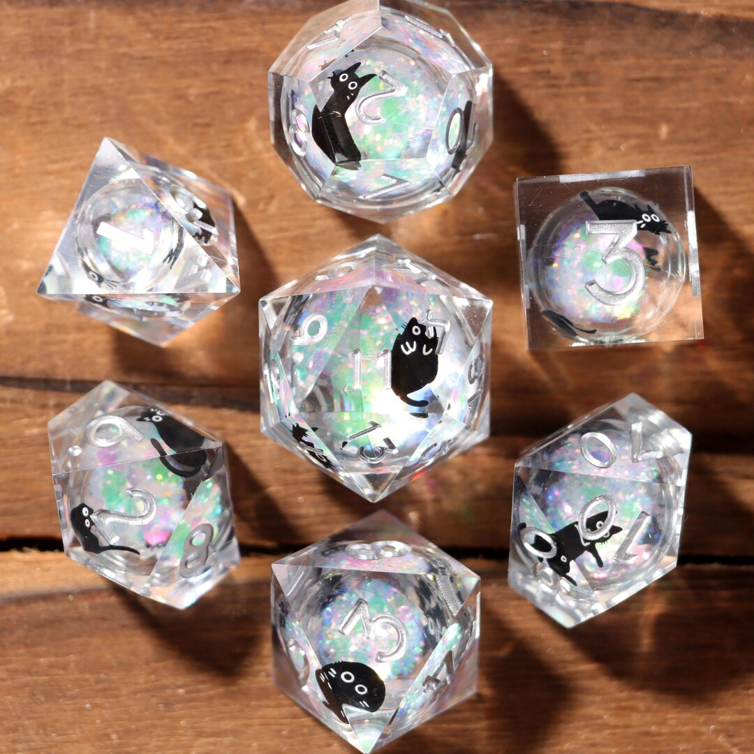 Black Cat Liquid Core Dice | Critical Role TTRPG Gift | Sharp Edge ...