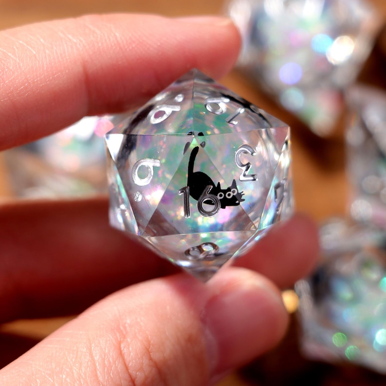 Black Cat Liquid Core Dice | Critical Role TTRPG Gift | Sharp Edge ...