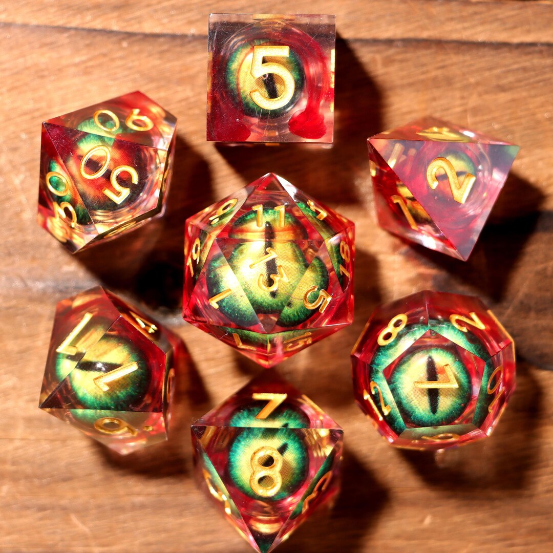 Red Green Liquid Core Dice Set, Ancient Dragon Eye Treasure, Sharp Edge ...