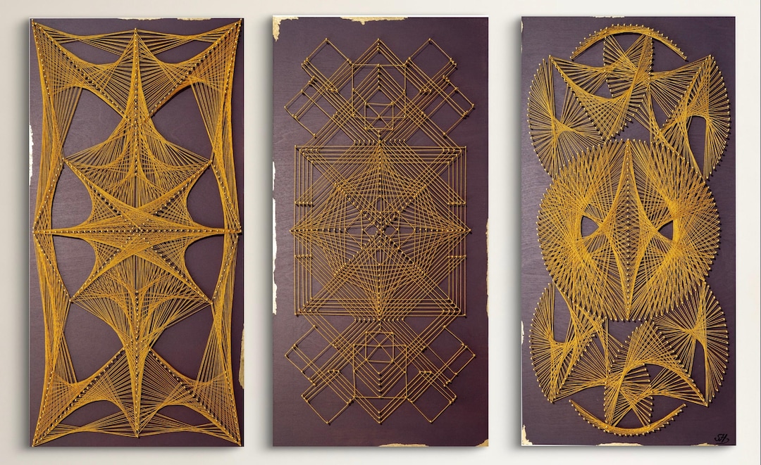 Triptych Triangle Square Circle Stringart 3D / Handmade / Sacred ...
