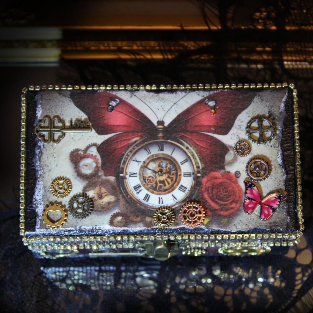 Steampunk Gothic Butterfly Treasure Box - Etsy
