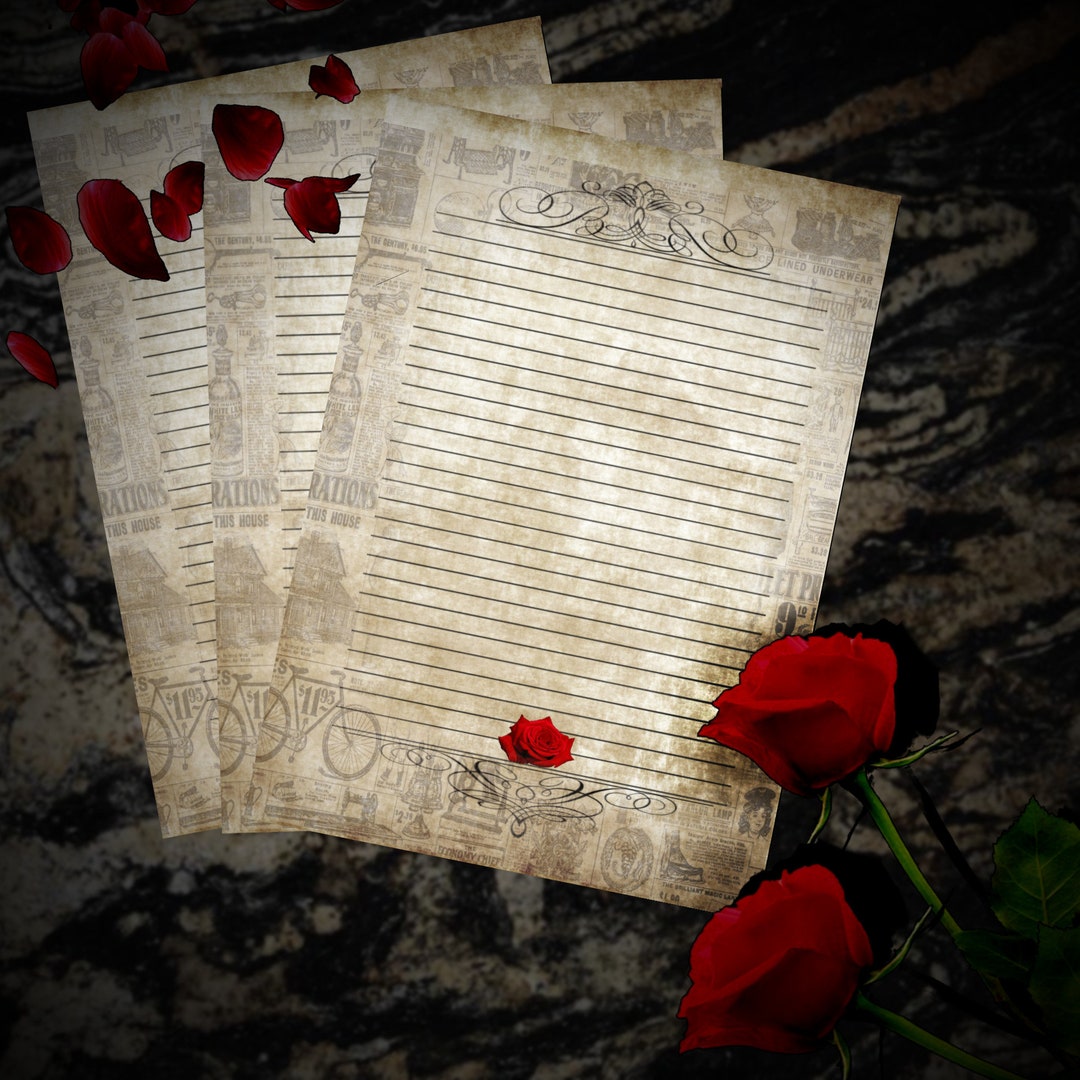 Gothic, Victorian, Parchment Vintage Style Stationary, Journal Page ...