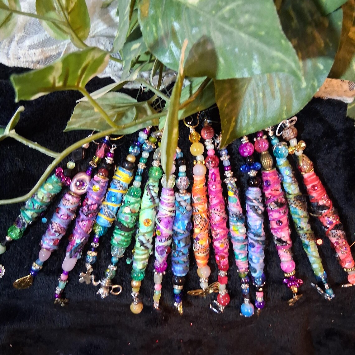 Colorful Embellished Paper Beads Set of 15 - Etsy