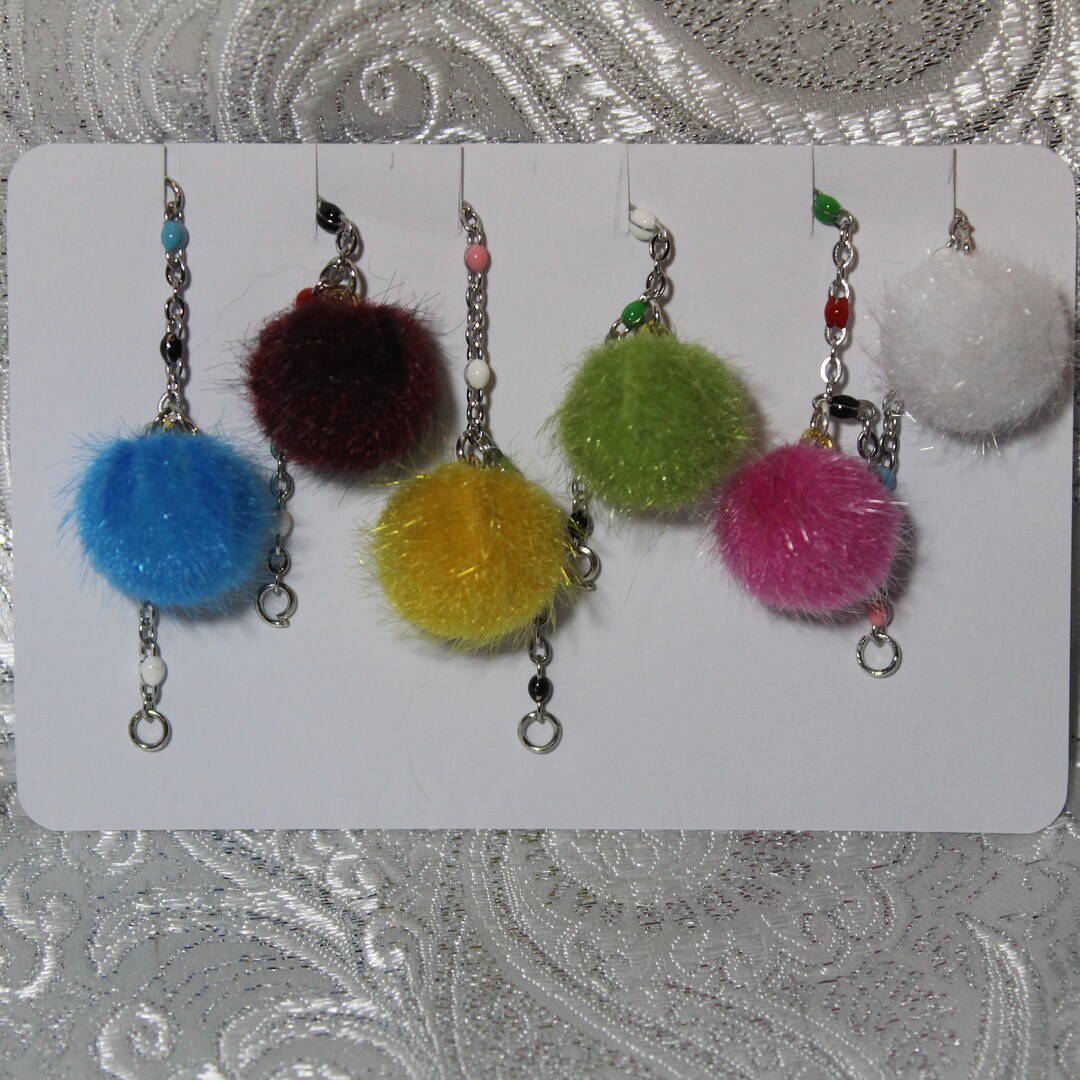 Set of 6 Pretty Colorful Pom Pom Wine Glass Identifiers - Etsy