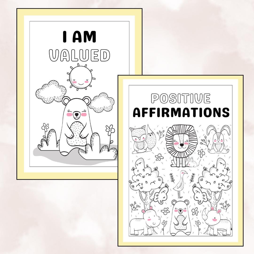 Wild Animals Positive Affirmations | Coloring Book | Printable PDF SVG ...