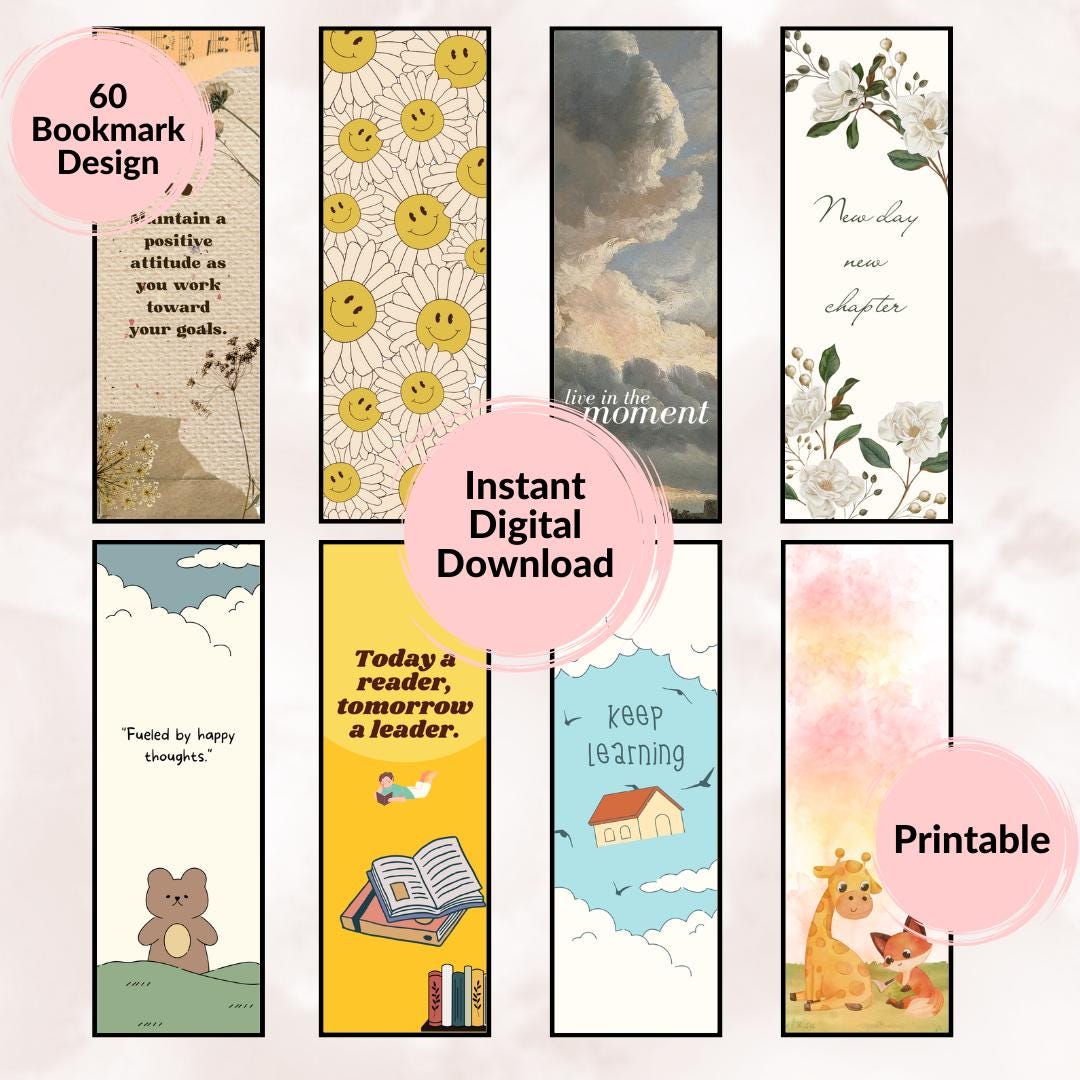 Cute Watercolor Motivational Quote Bookmark | SVG Bundle | Digital ...