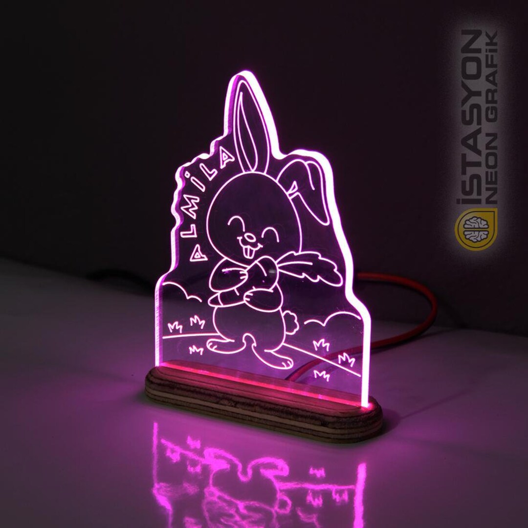 Named Rabbit LED Lamp / Night Light Rabbit / Personalized Lighting ...