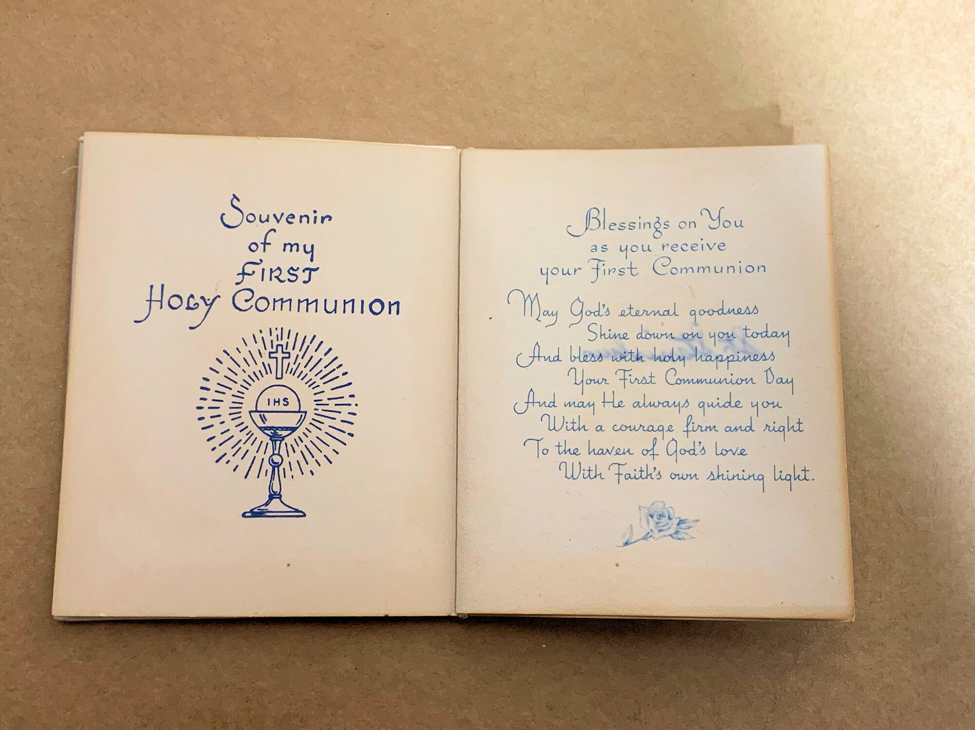 First Holy Communion Booklet, Memory Book for Godchild, 2 Pc Vintage ...